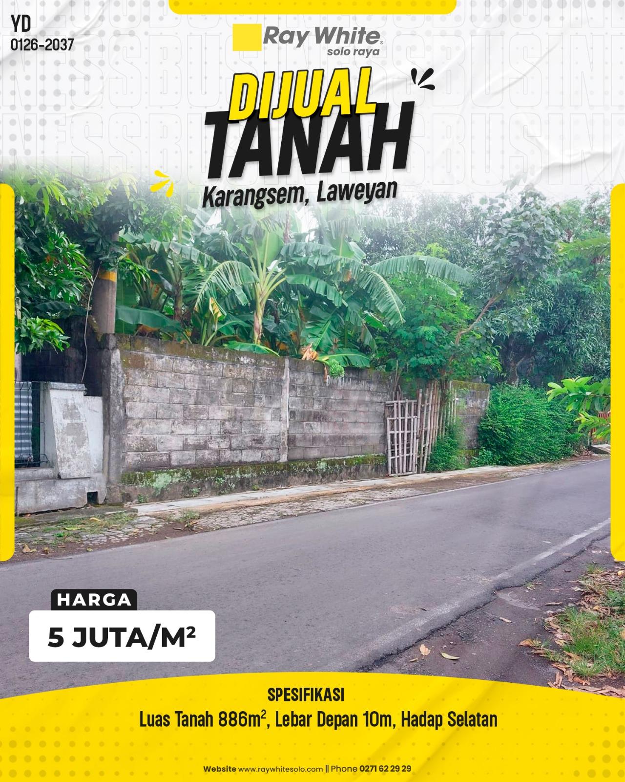 Dijual Tanah Pekarangan Luas di Lingkungan Tenang Karangasem Laweyan ...